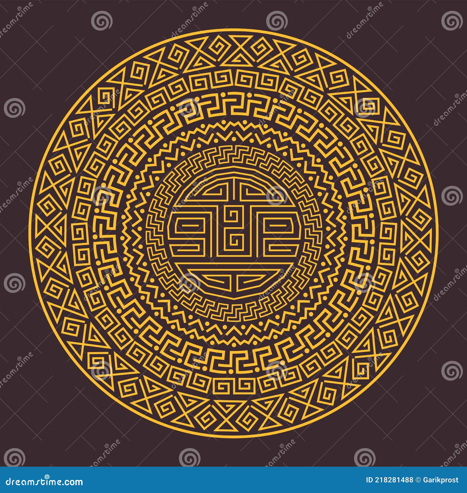 Ancient Ornamental Round Ethnic Pattern of the Mayans Stock Vector ...