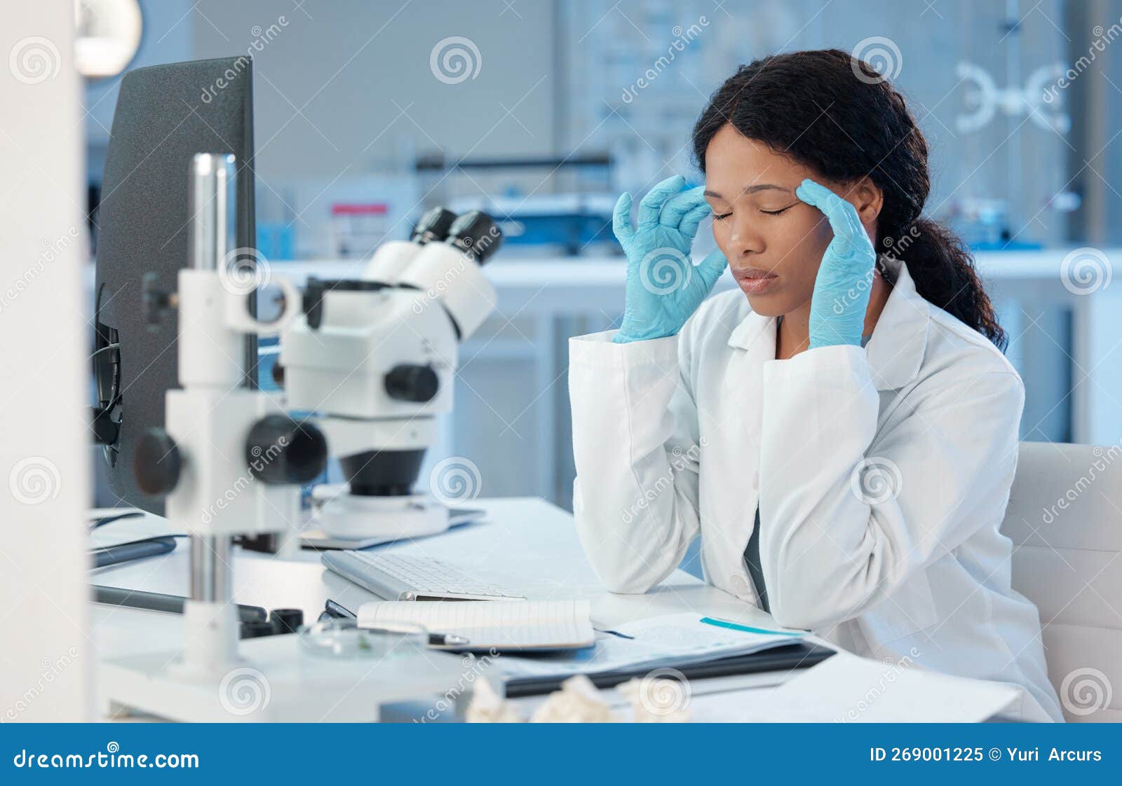 Maybe Its Time for Some Fresh Air. a Young Lab Worker Looking Stressed ...