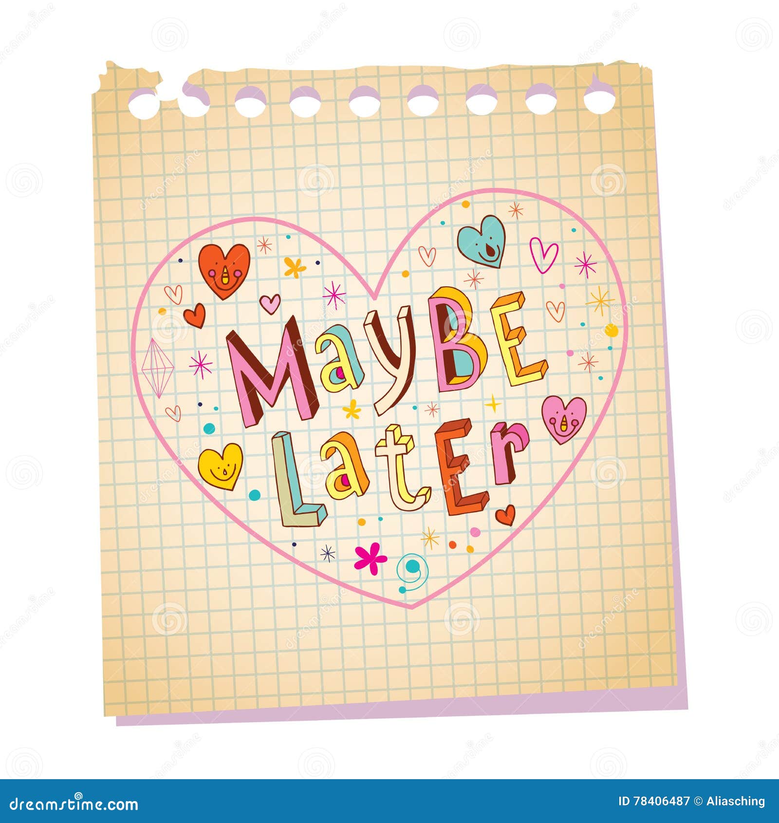 Maybe Later - Text With Cute Sleeping Cat. Vector Illustration ...