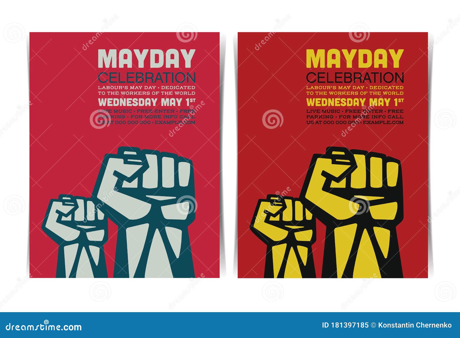 Mayday Celebration Event Poster Template with Clenched Fists Stock ...