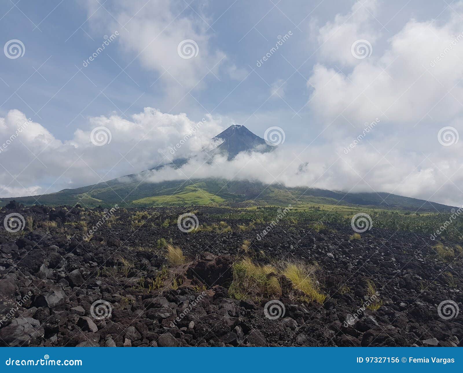 Mayon Volcano stock photo. Image of cone, shaped, volcano - 97327156