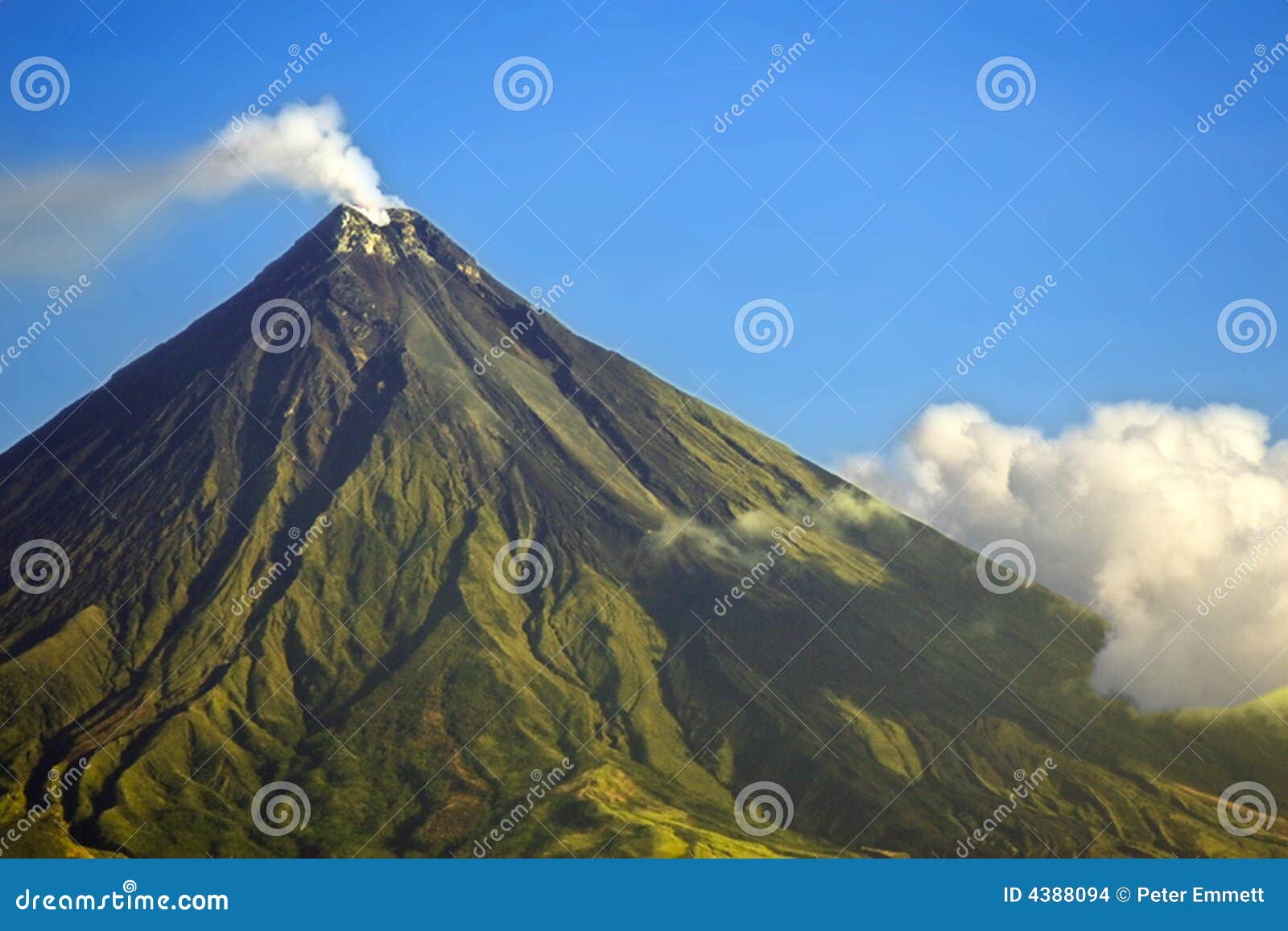 Mayon Volcano Smoking stock photo. Image of smoke, active - 4388094