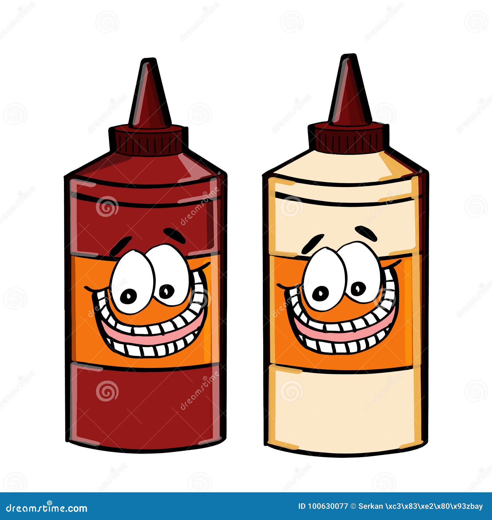 Mayonnaise and Ketchup Cute Illustration Cartoon Drawing Coloring Stock ...