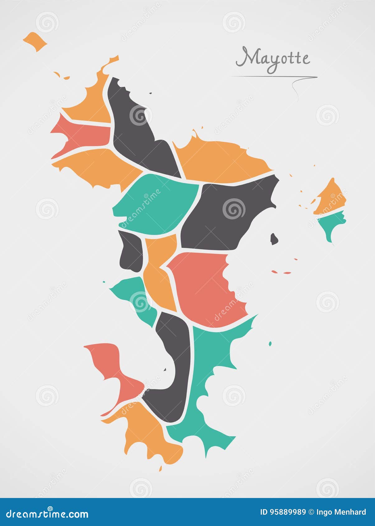 Mayotte Map In 3D. 3d Map With Borders Of Regions. Royalty-Free ...