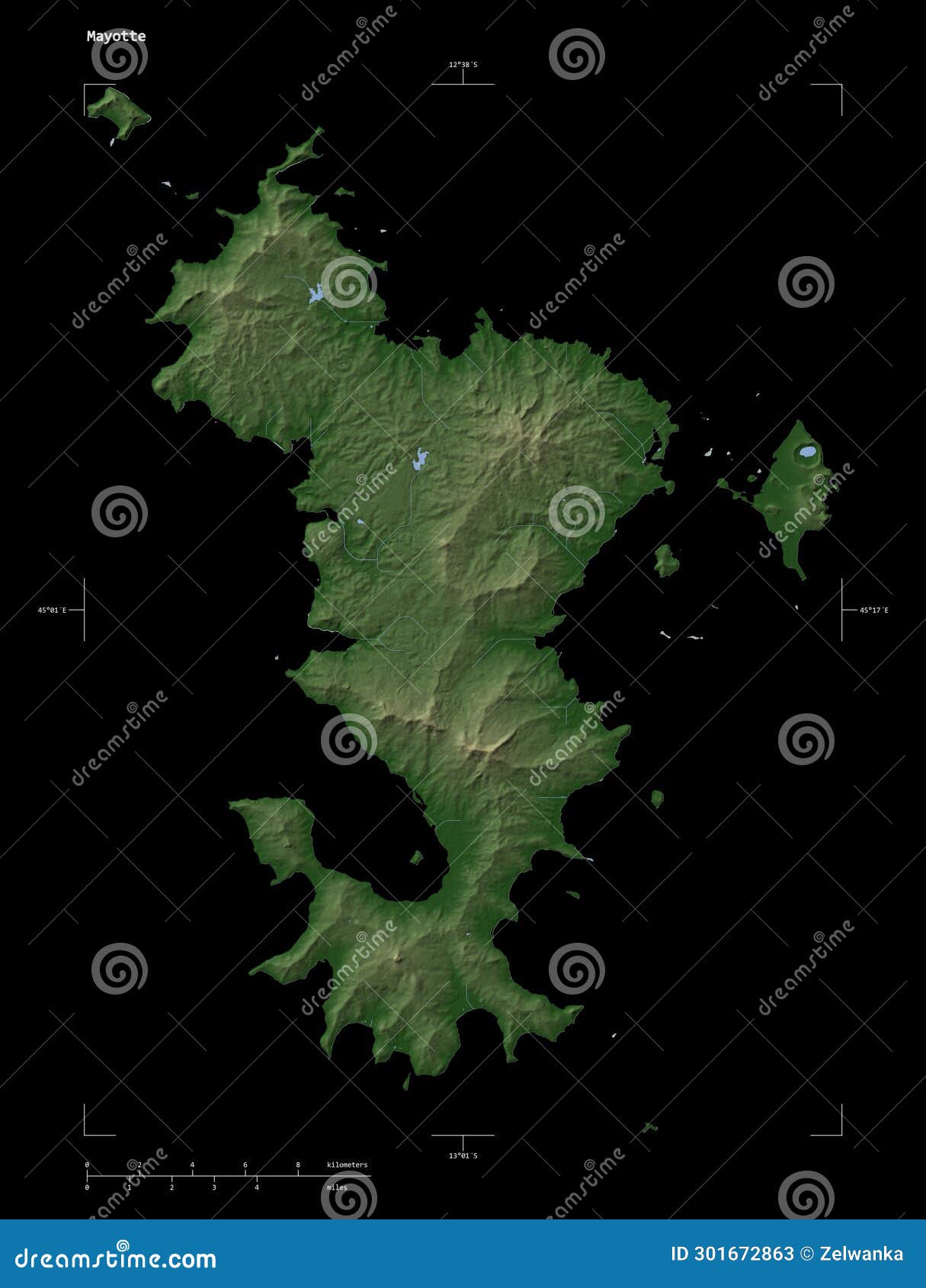 Mayotte Shape on Black. Pale Stock Illustration - Illustration of ...