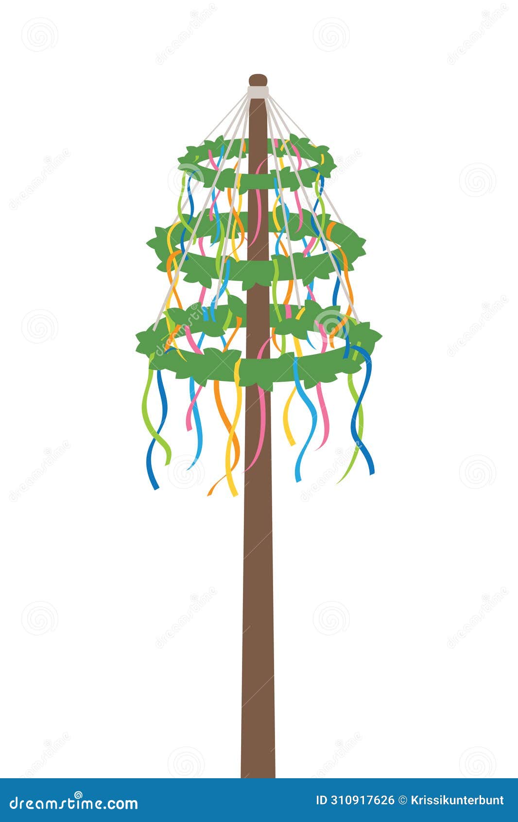 Maypole with Colorful Ribbons Isolated Stock Vector - Illustration of ...
