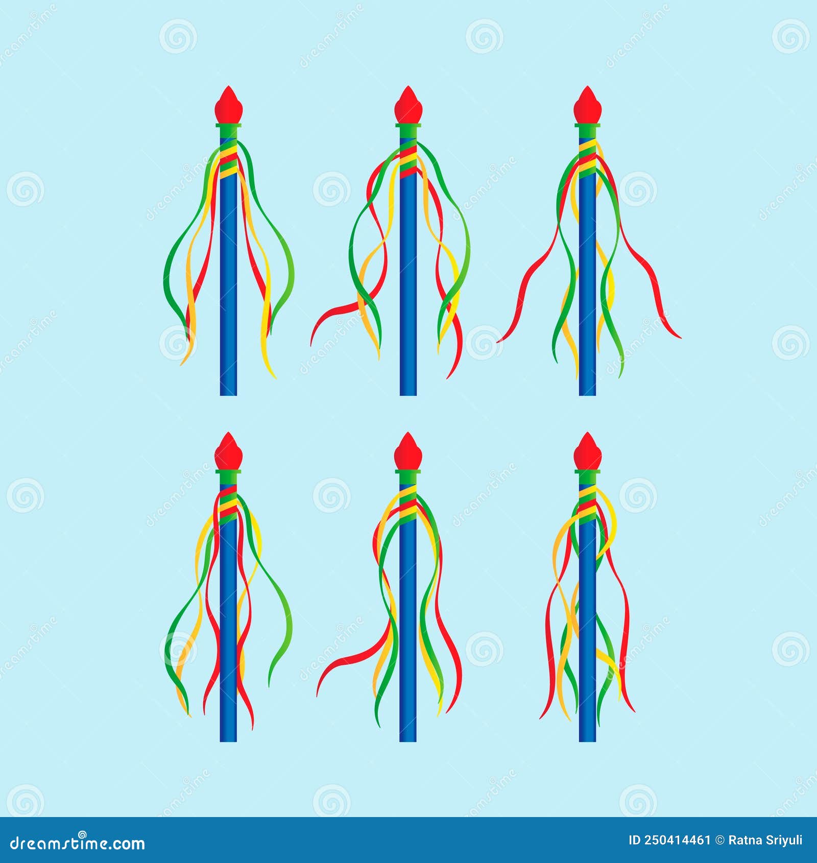 Maypole Design Vector Flat Illustration Template on Blue Background ...