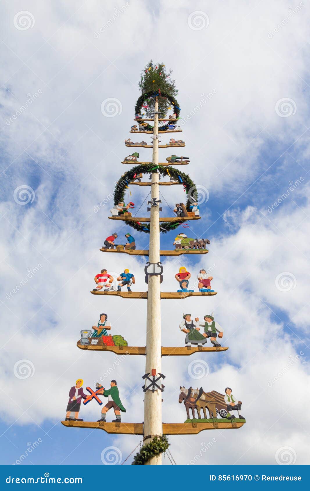 Maypole with Illustrations of Different Crafts Stock Photo - Image of ...