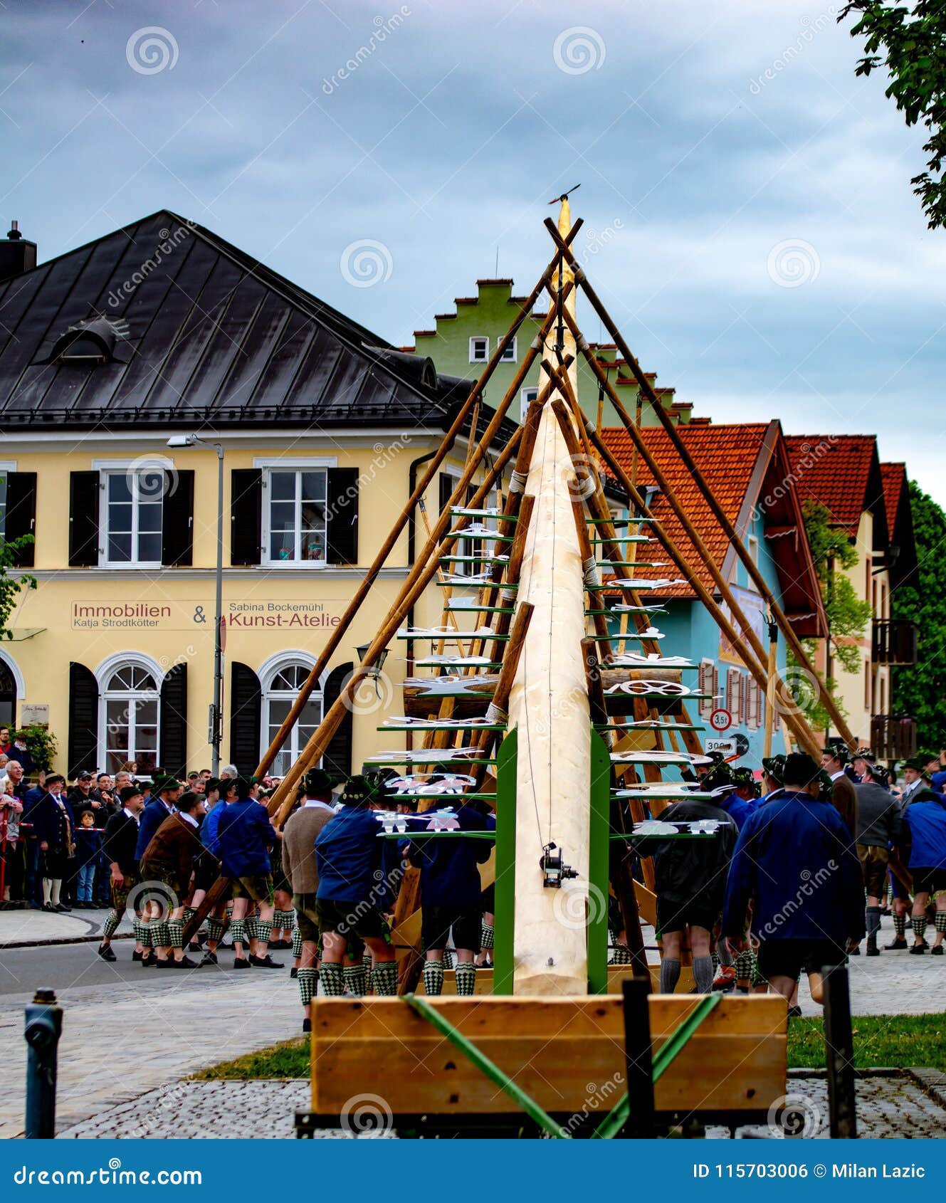 Maypole Setting Up in Murnau, Bavaria - May 1 2018 Editorial Photo ...