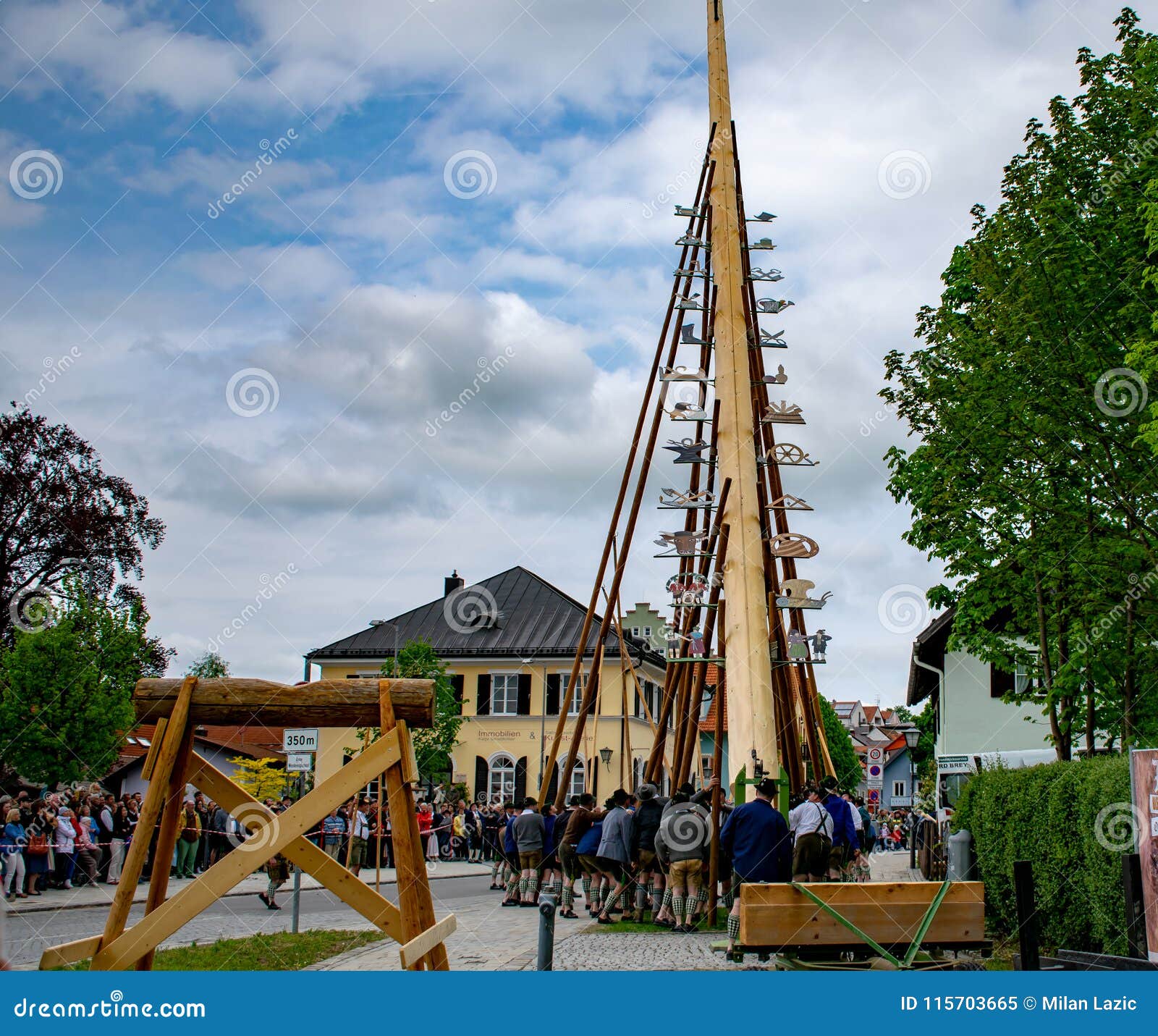 Maypole Setting Up in Murnau, Bavaria - May 1 2018 Editorial Image ...
