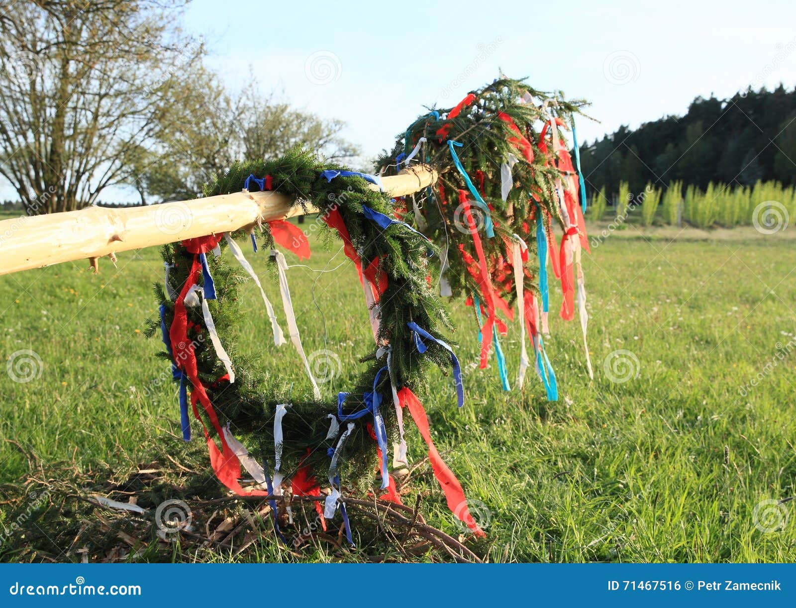 Maypole stock photo. Image of meadow, ribbons, tradition - 71467516