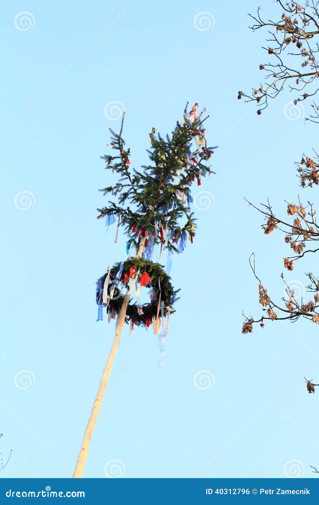 Maypole stock photo. Image of maypole, spruce, wreath - 40312796