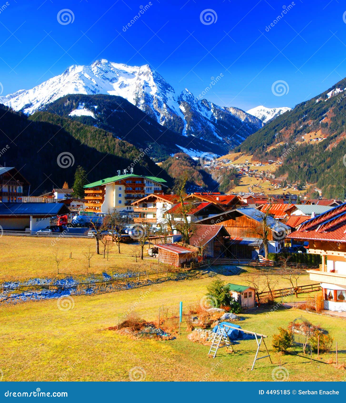 Mayrhofen, Austria stock image. Image of blue, peak, scenic - 4495185