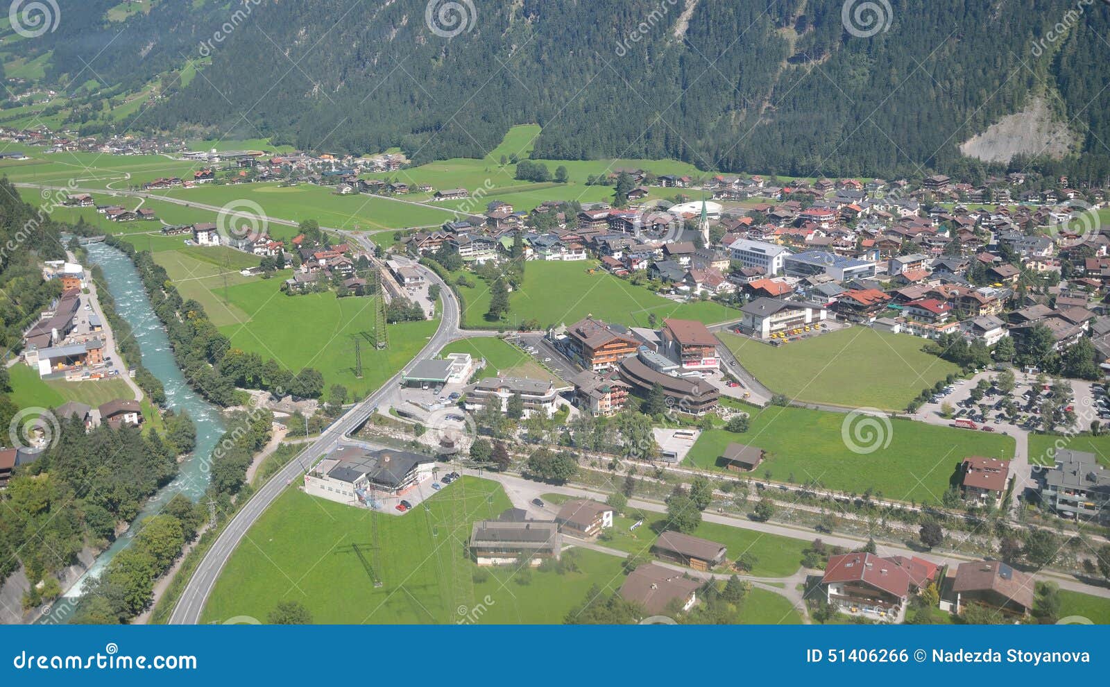 Mayrhofen, Austria - Arial View. Stock Photo - Image of railroad ...