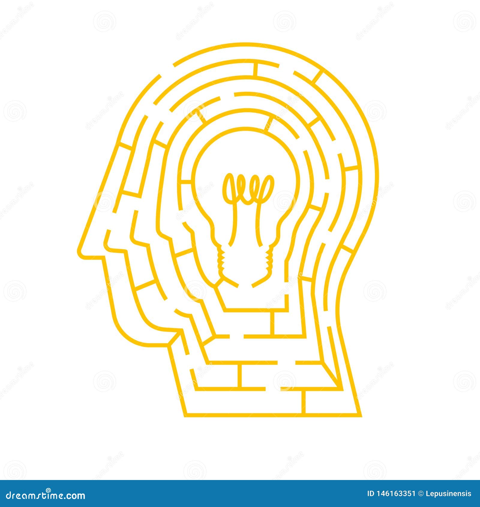 Maze in the Shape of a Human Head. Stock Vector - Illustration of ...