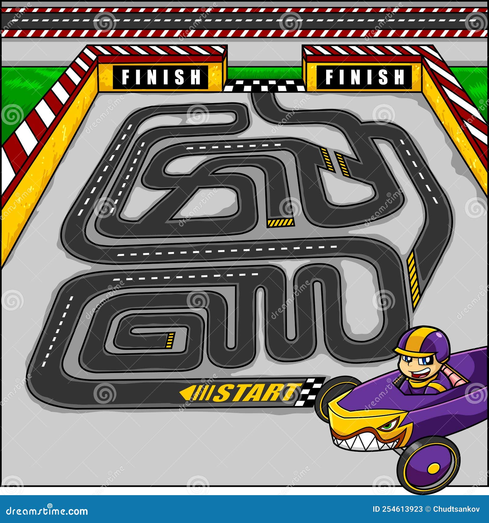 Maze With Race Car Coloring Page Vector Illustration | CartoonDealer ...