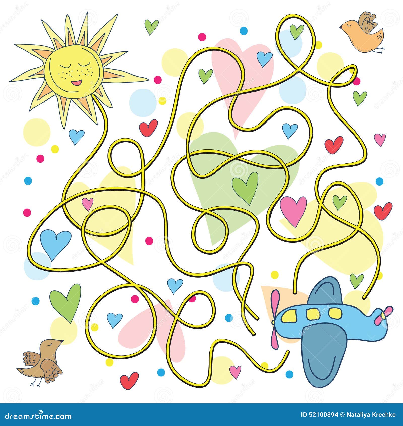 Maze with airplane stock vector. Illustration of childhood - 52100894