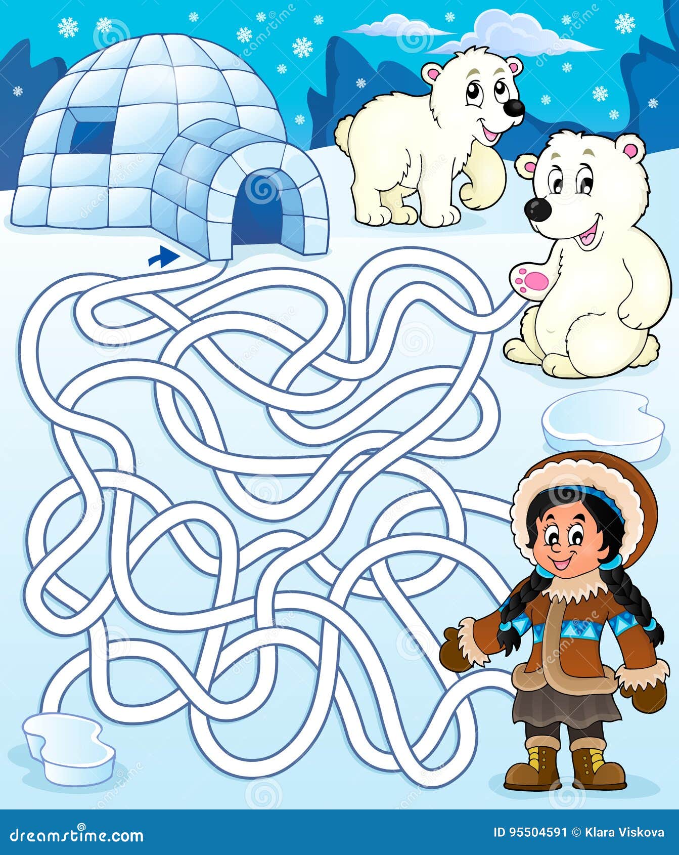 Maze 4 with arctic theme 1 stock vector. Illustration of person - 95504591