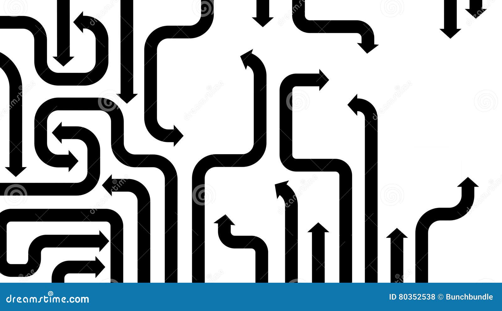 Maze of Black Arrows on White, 2d Illustration Stock Illustration ...