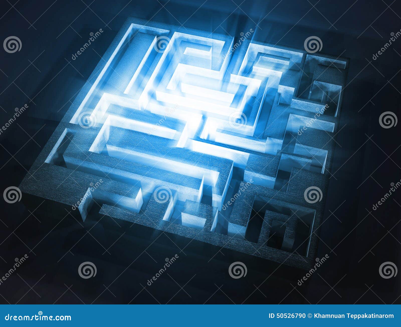 Maze with Blue Light Aura Inside Stock Illustration - Illustration of ...