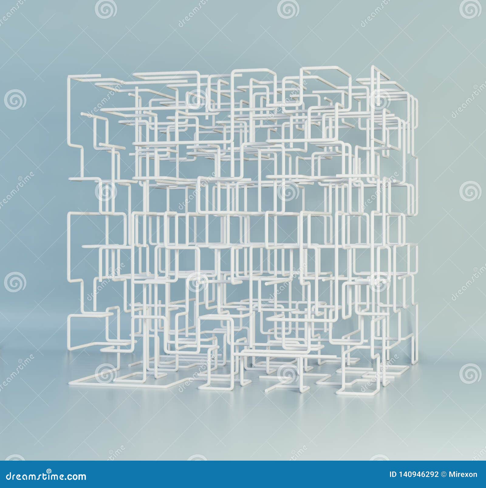 Maze Boxes Background. Modern Technology with Square Mesh. Geometric ...