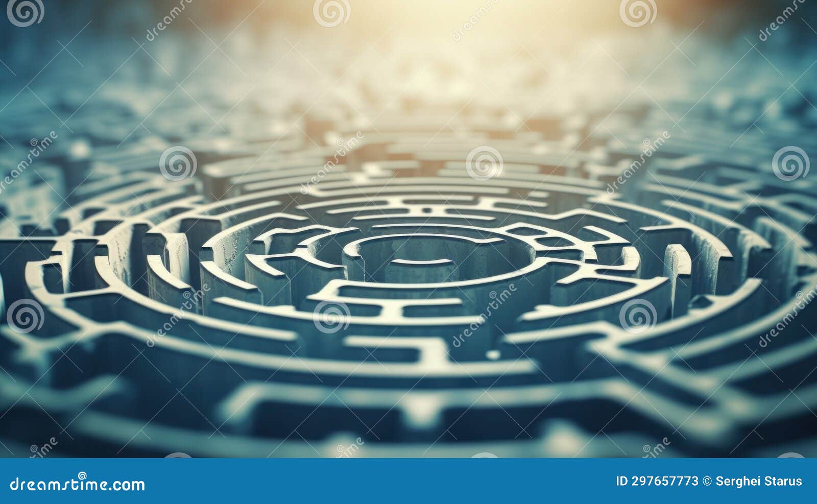 A Maze with a Bright Light in the Center, AI Stock Illustration ...