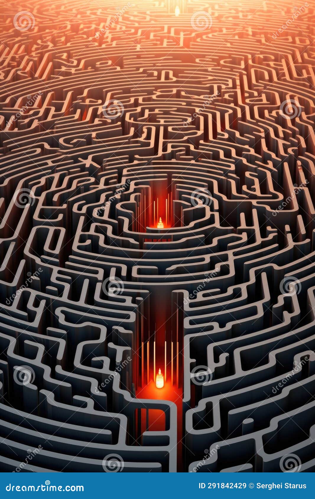 A Maze with a Candle in the Middle of it, AI Stock Illustration ...