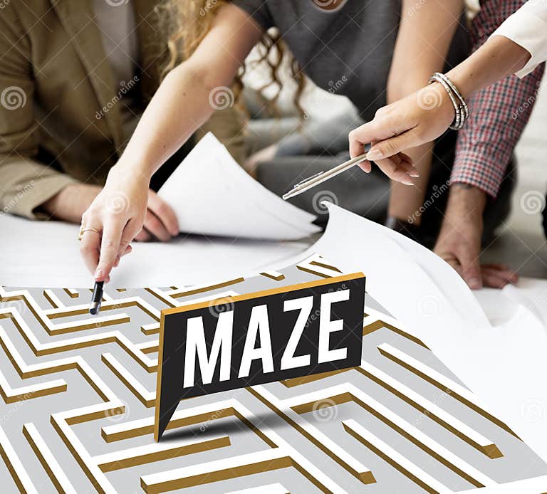 Maze Challenge Confusion Direction Exit Path Concept Stock Image ...