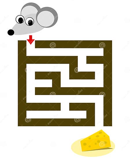 Maze for Children with Mouse & Cheese Stock Illustration - Illustration ...