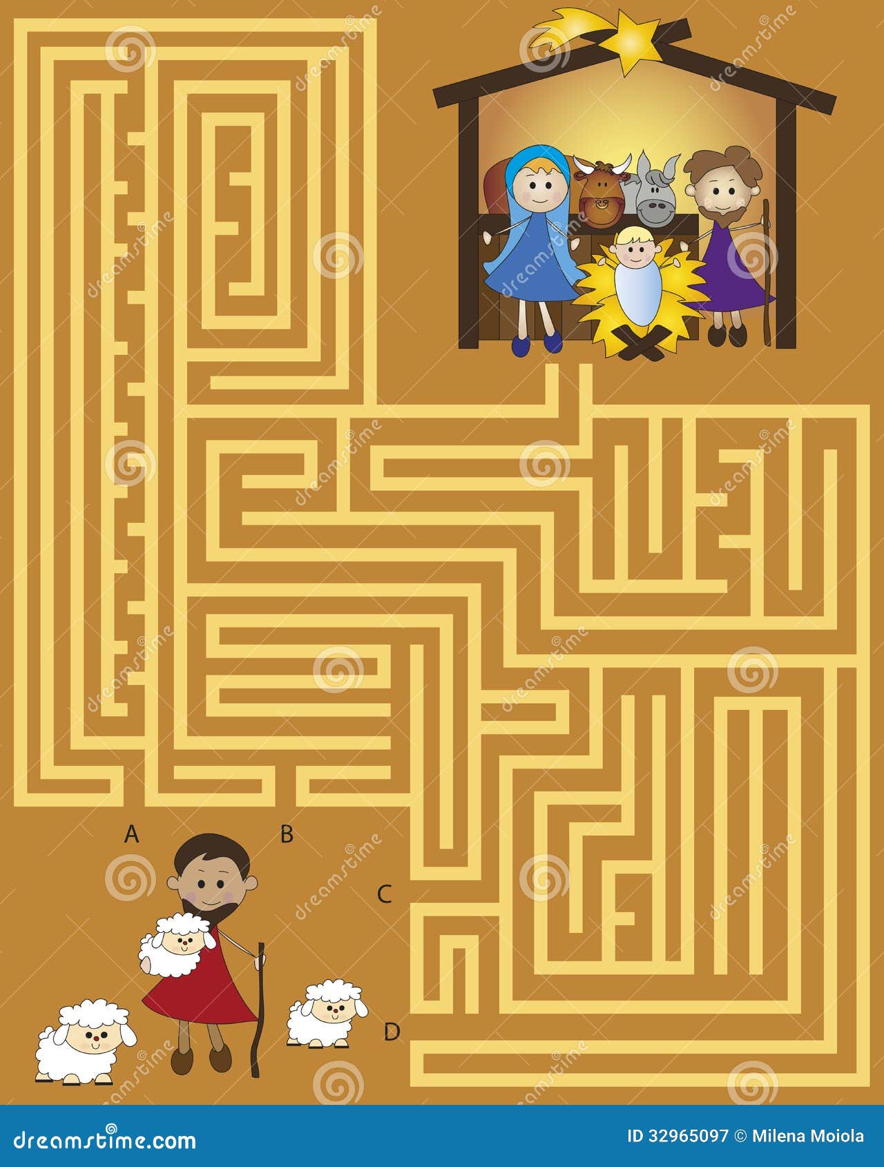Maze stock illustration. Illustration of nativity, kids - 32965097