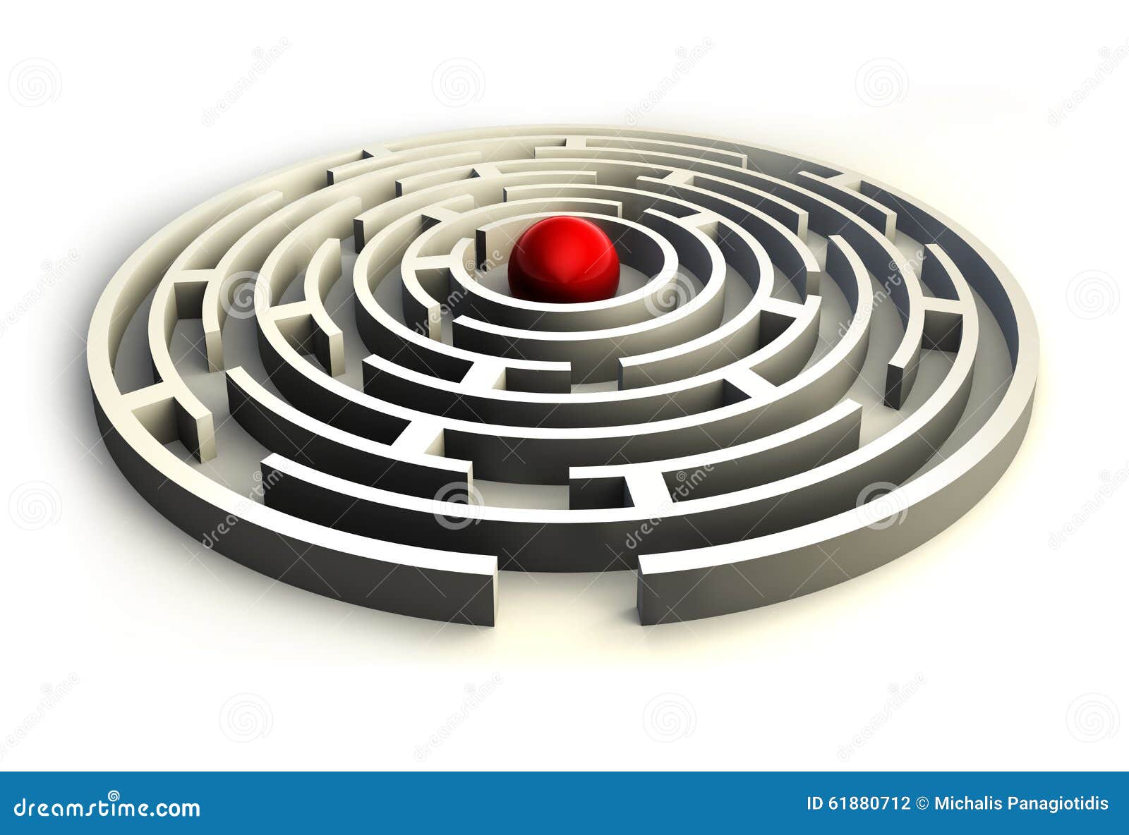 Maze Circles and Red Ball in the Center of the Labyrinth Stock ...