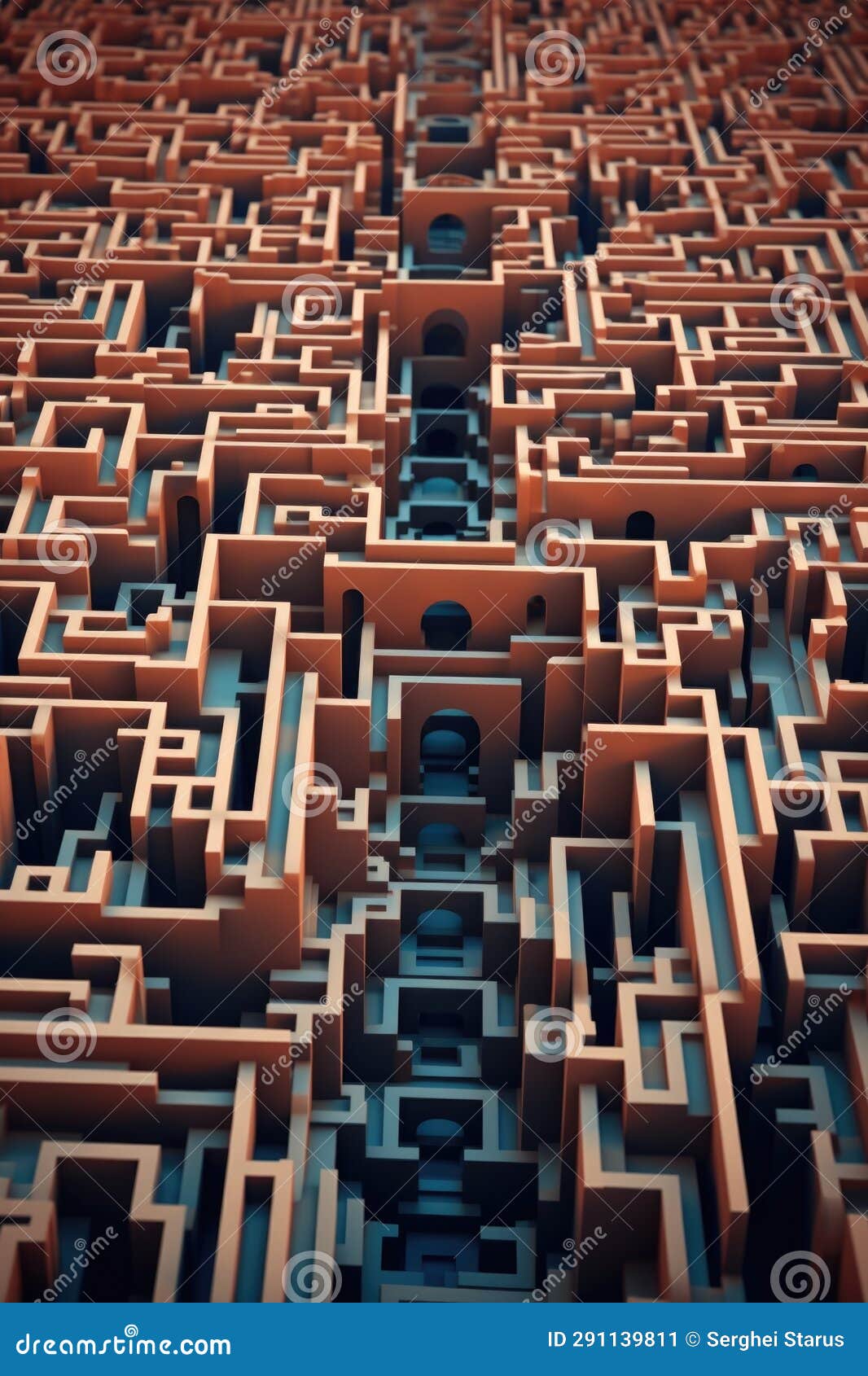 A Maze with a Clock in the Middle of it, AI Stock Illustration ...