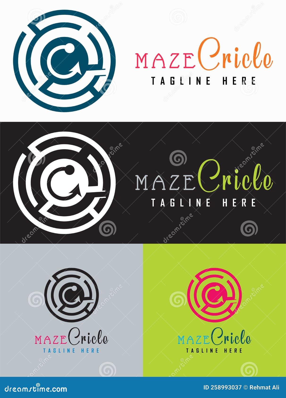 Maze Cricle Logo Icon Vector Template Elements Stock Vector ...