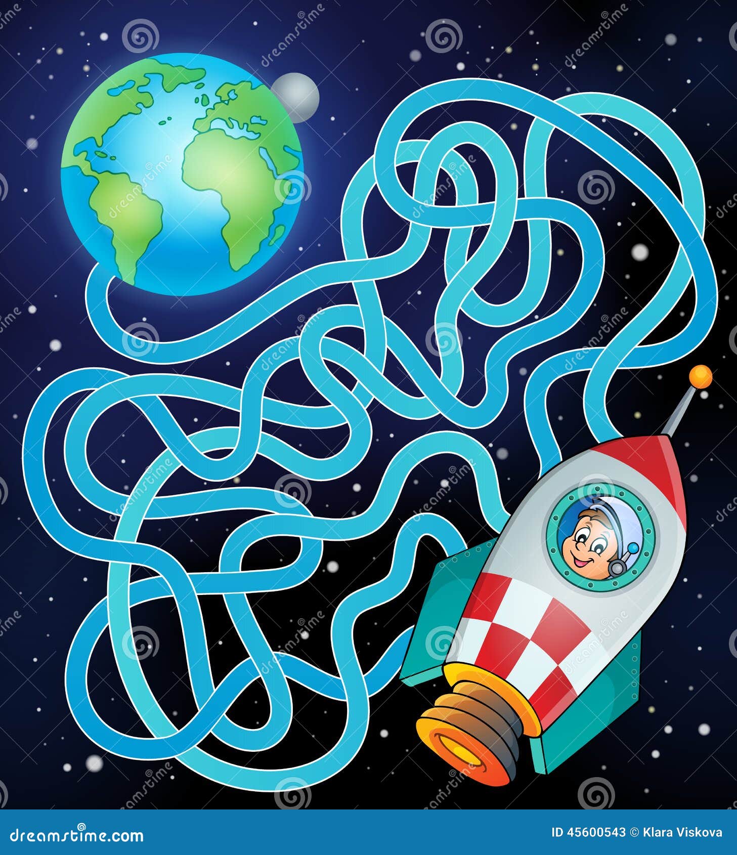 Maze 17 with Earth and Spaceship Stock Vector - Illustration of rocket ...