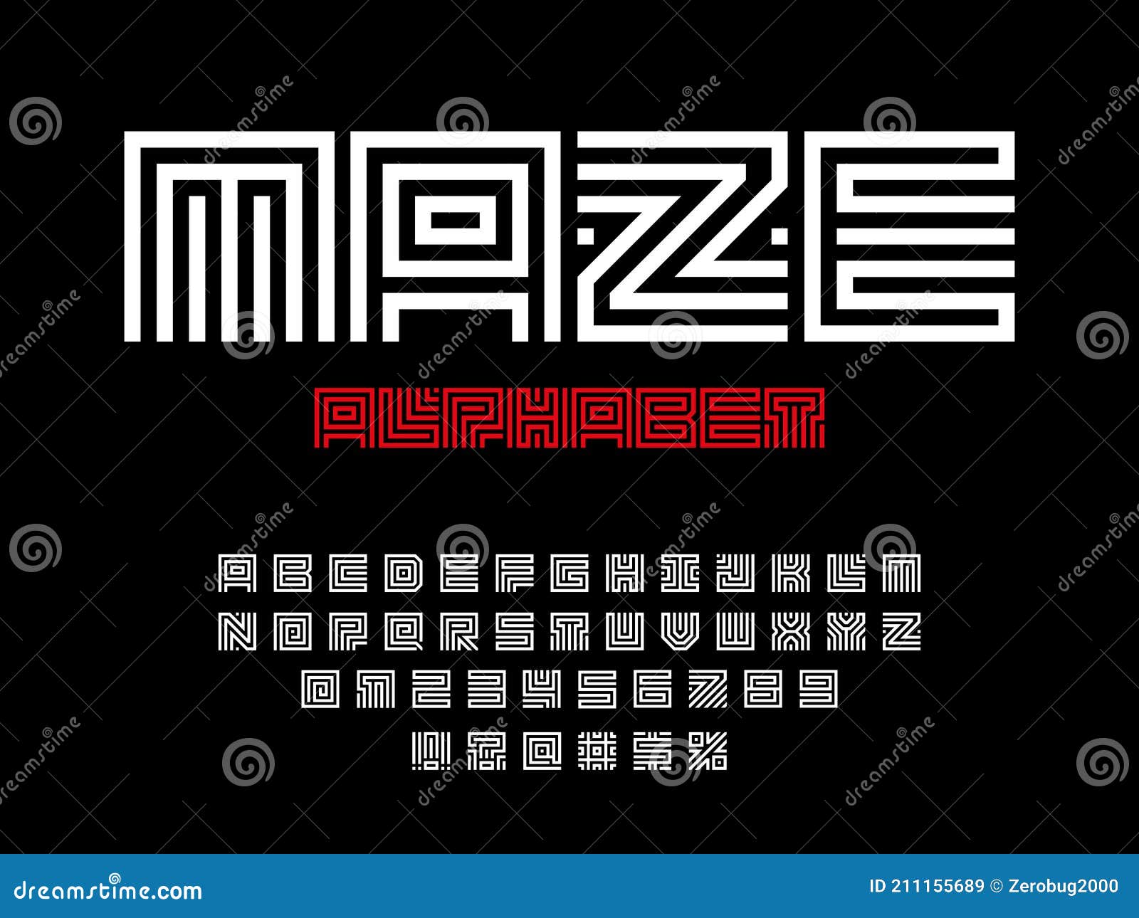 Maze font stock vector. Illustration of illusion, style - 211155689