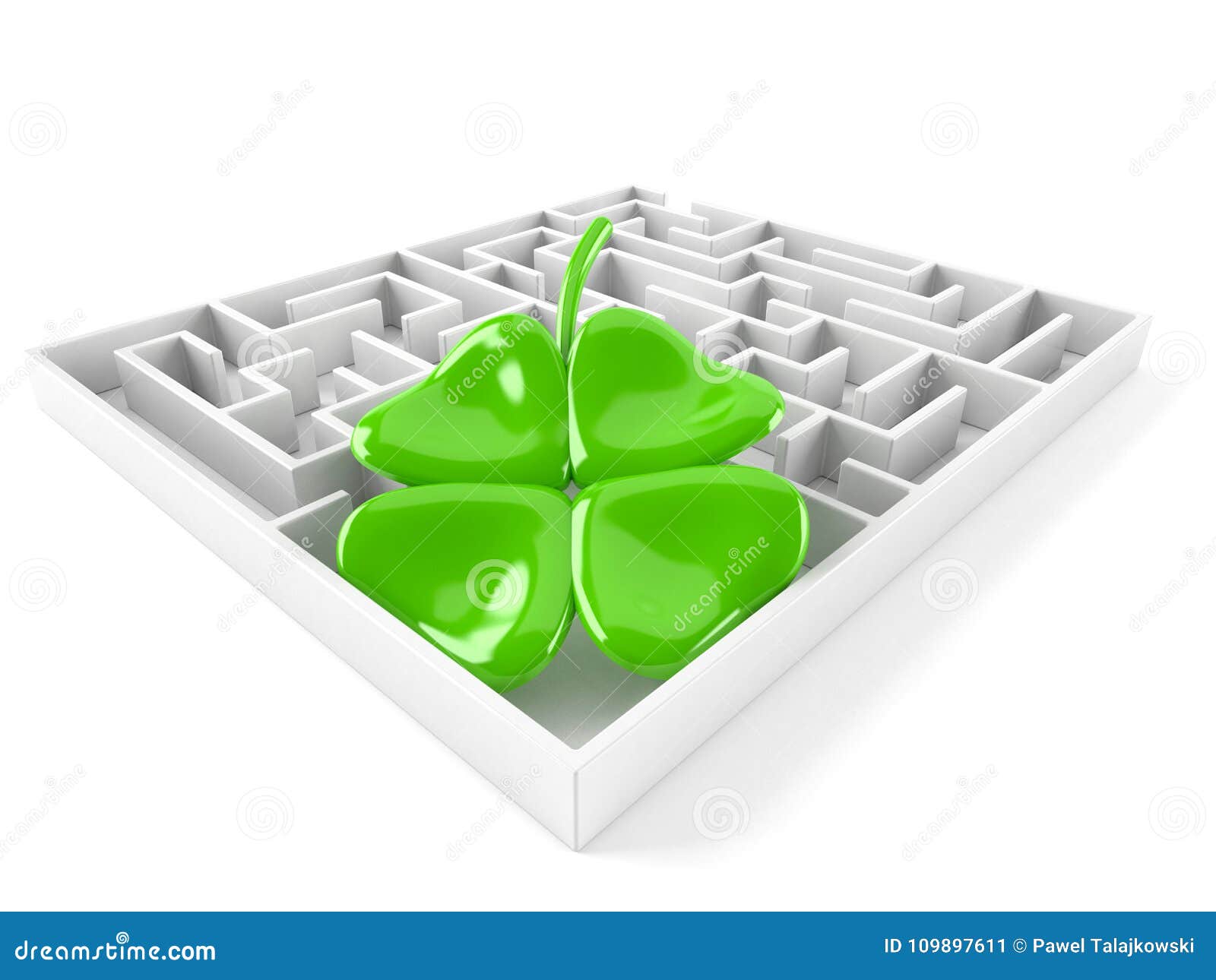 Maze with four leaf clover stock illustration. Illustration of ...