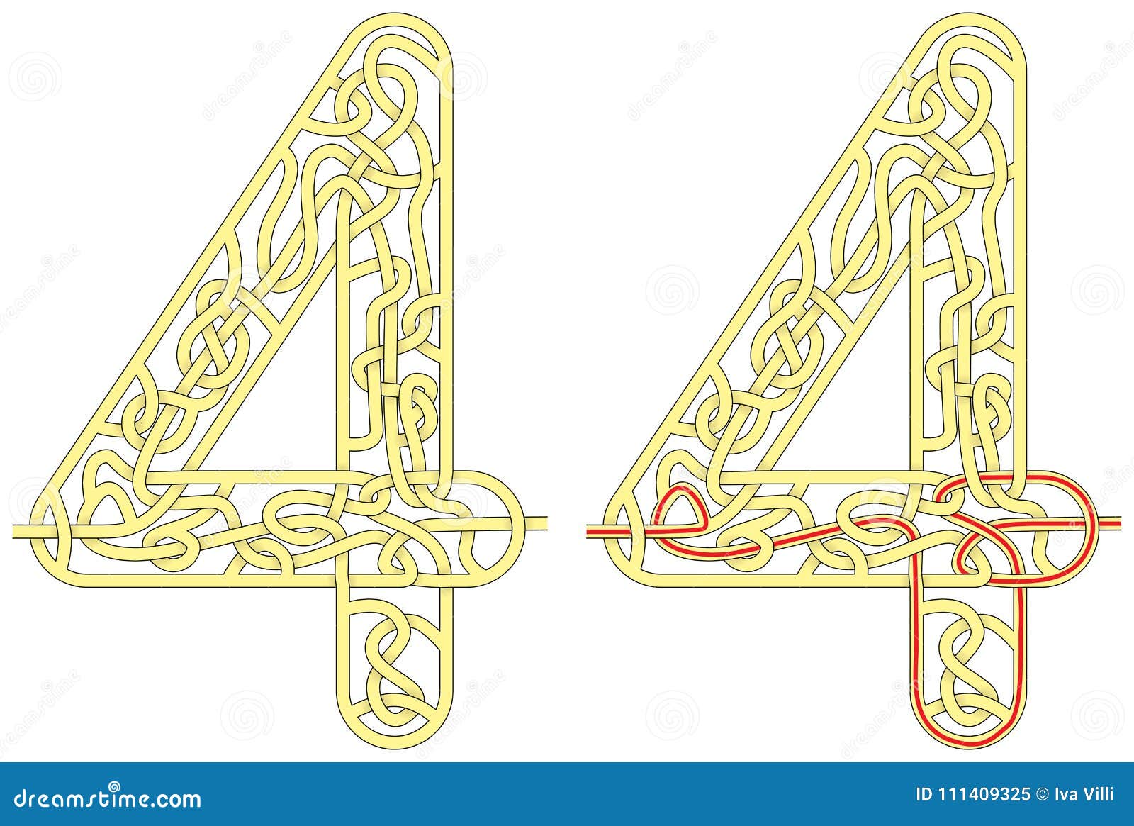 Maze four stock vector. Illustration of tracing, fine - 111409325
