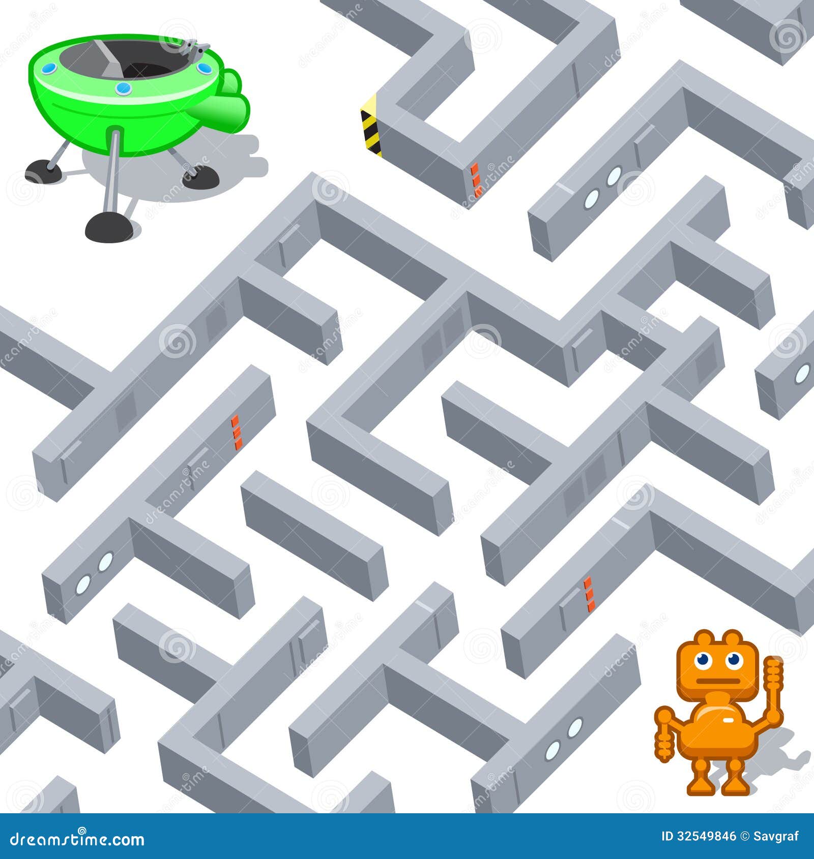 Maze and funny robot stock vector. Illustration of drawing - 32549846