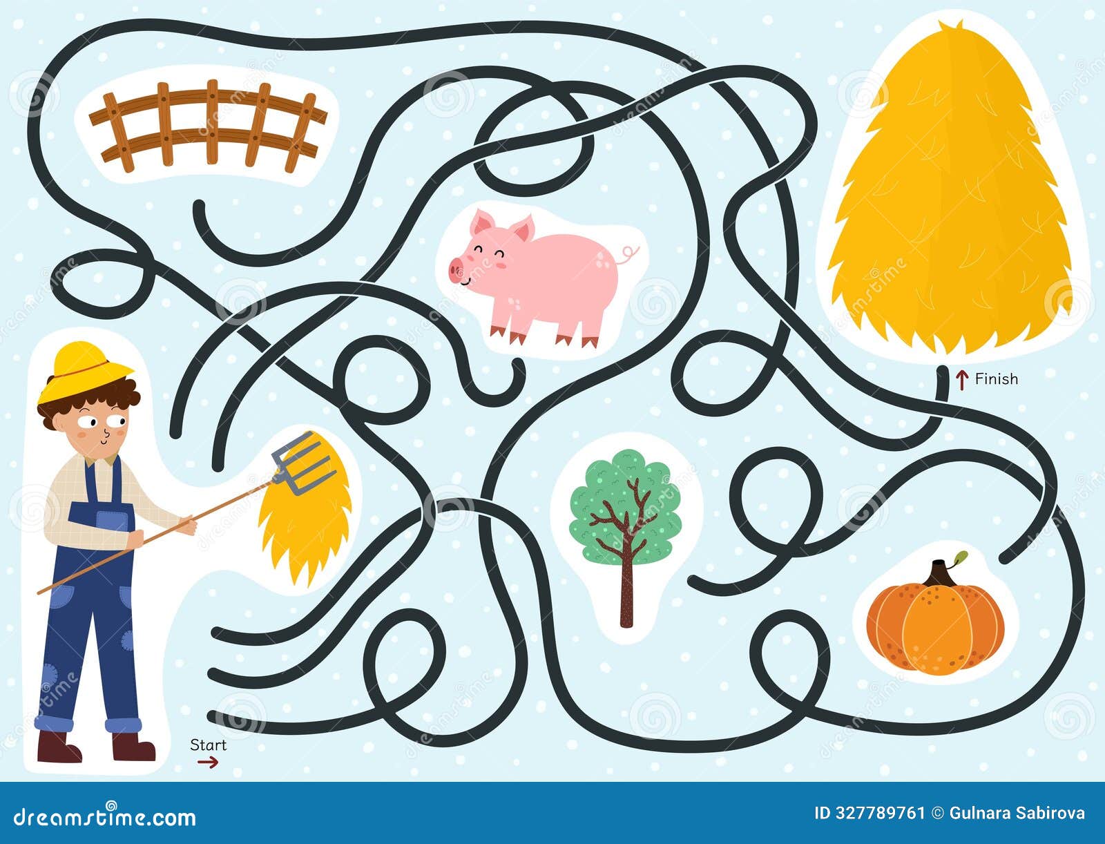 Help Farmer To Find a Way To the Stack of Hay. Farm Maze Activity for ...