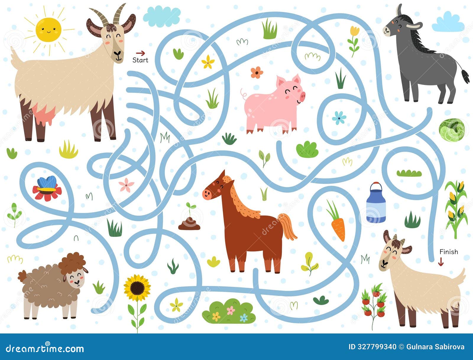 Fun Farm Maze Concept Cartoon Vector | CartoonDealer.com #127559481