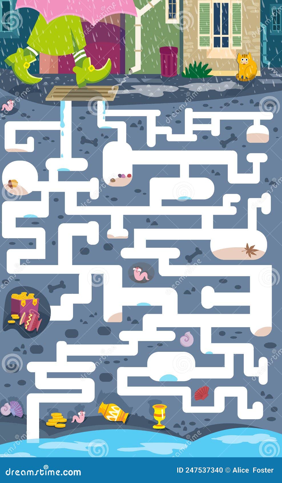 Maze Game, Activity for Children. Vector Illustration Stock Vector ...