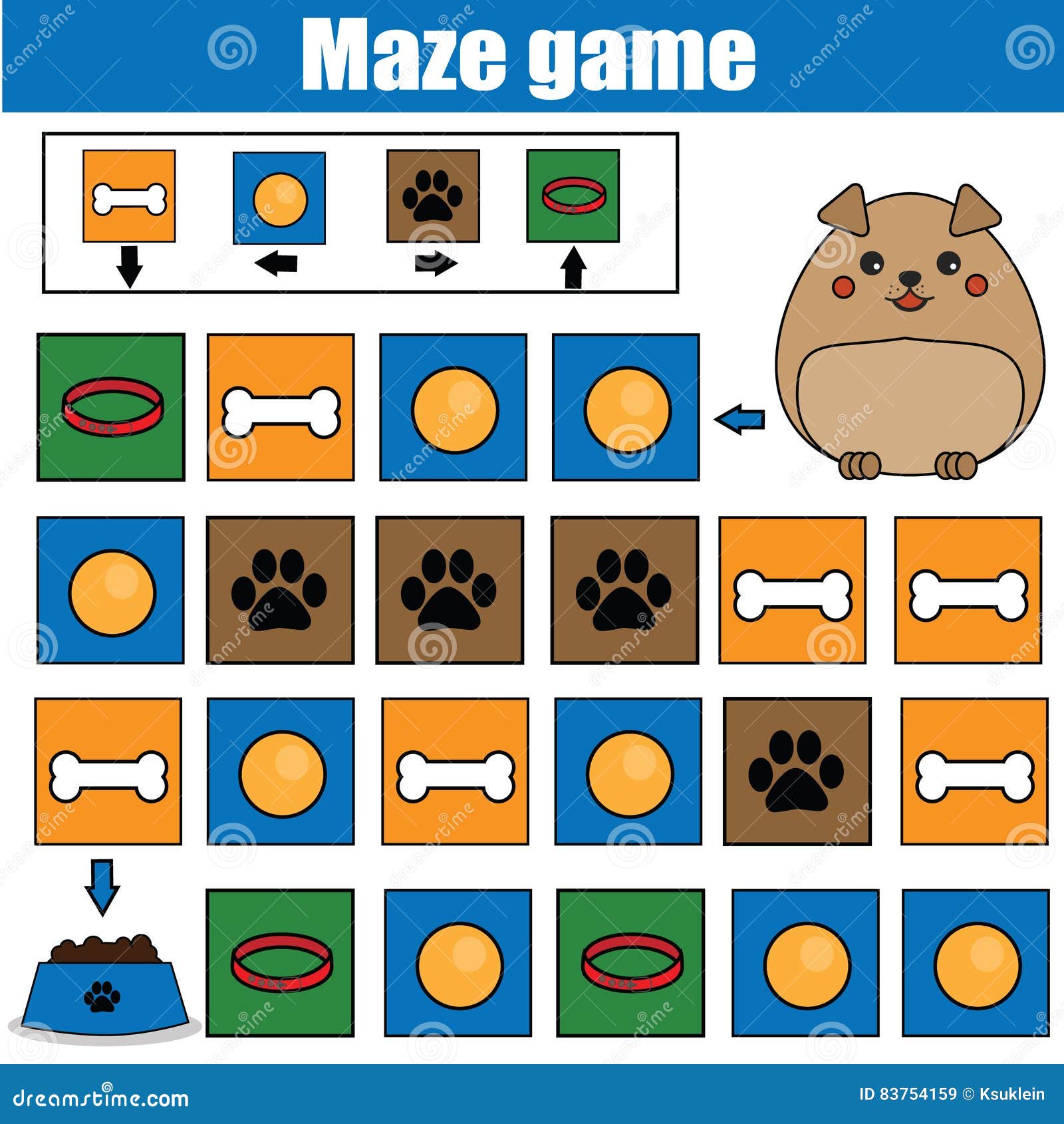Logic Kid Labyrinth Cat Game Printable Template Vector Illustration ...