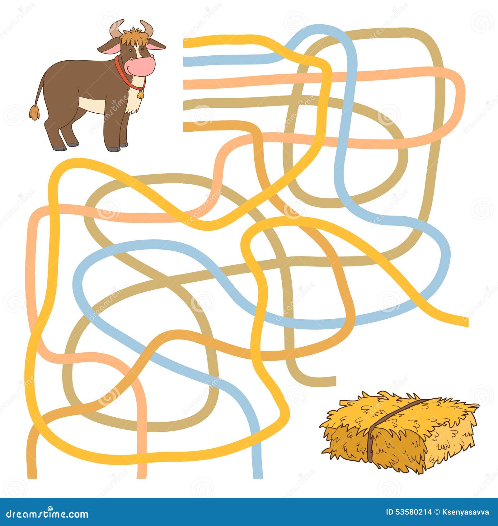 Maze game stock vector. Illustration of bull, doodle - 53580214