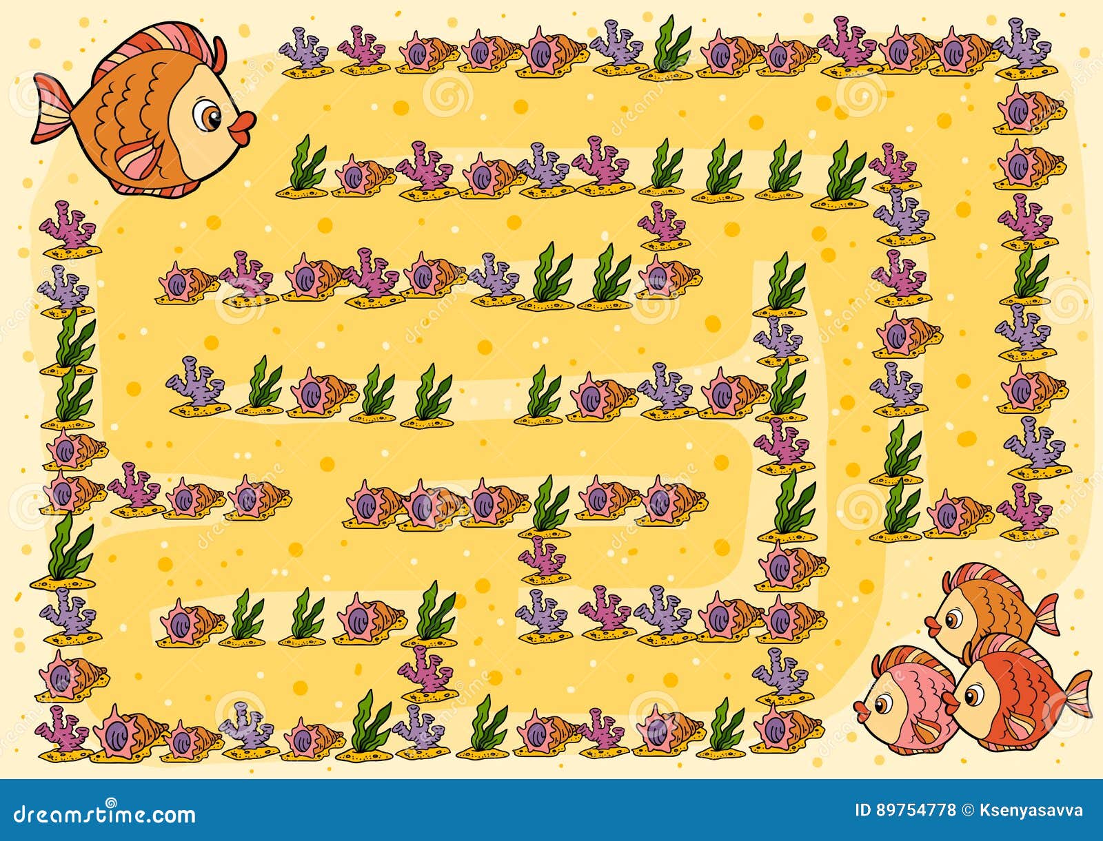 Maze Game for Children, Fish Stock Vector - Illustration of coral, maze ...