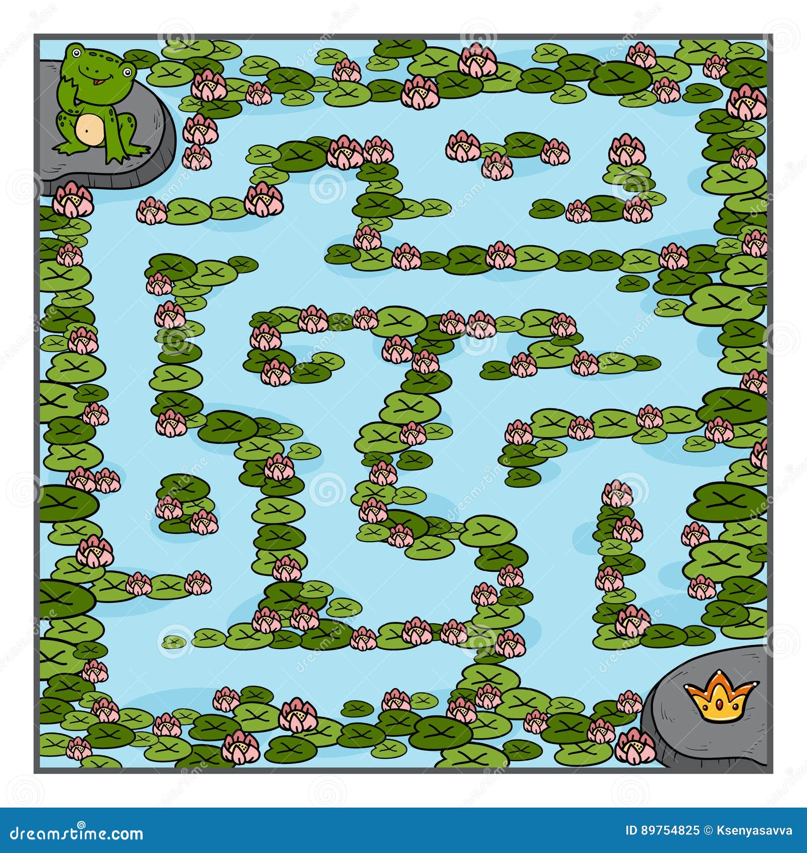 Maze Game for Children, Frog and Crown Stock Vector - Illustration of ...