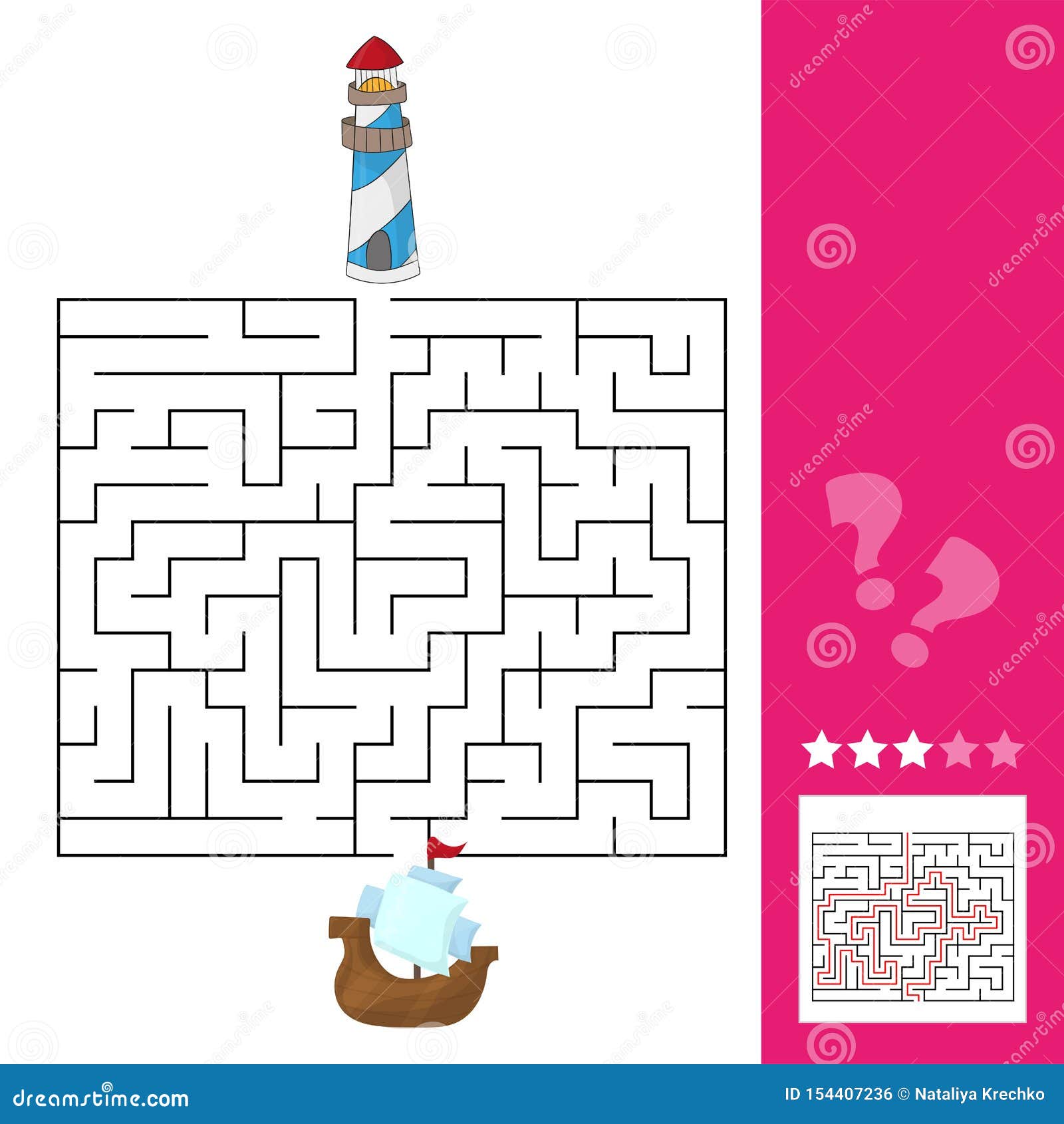 Maze Game for Children. Help the Boat Get To the Lighthouse Stock ... Maze Game for Children. Help the Boat Get To the Lighthouse Stock ...