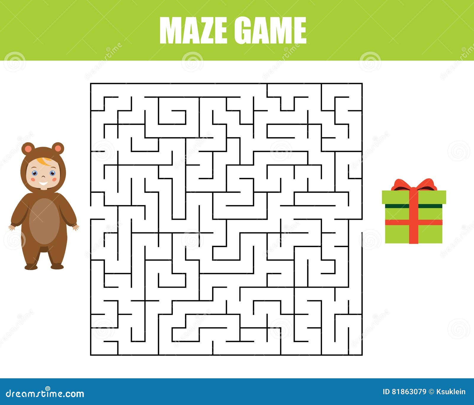 Maze Game for Children. Help Kid Find Gift Box Stock Vector ...