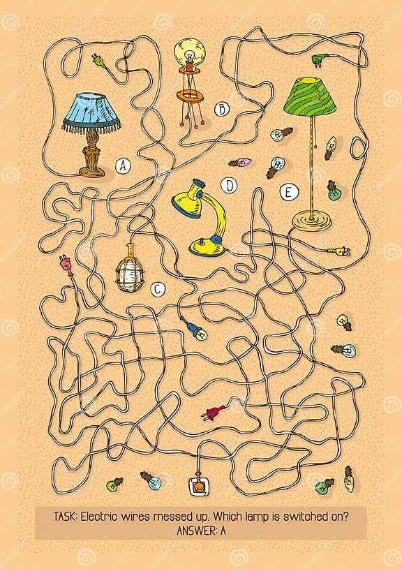 Maze Game with Different Lamps Stock Vector - Illustration of game ...