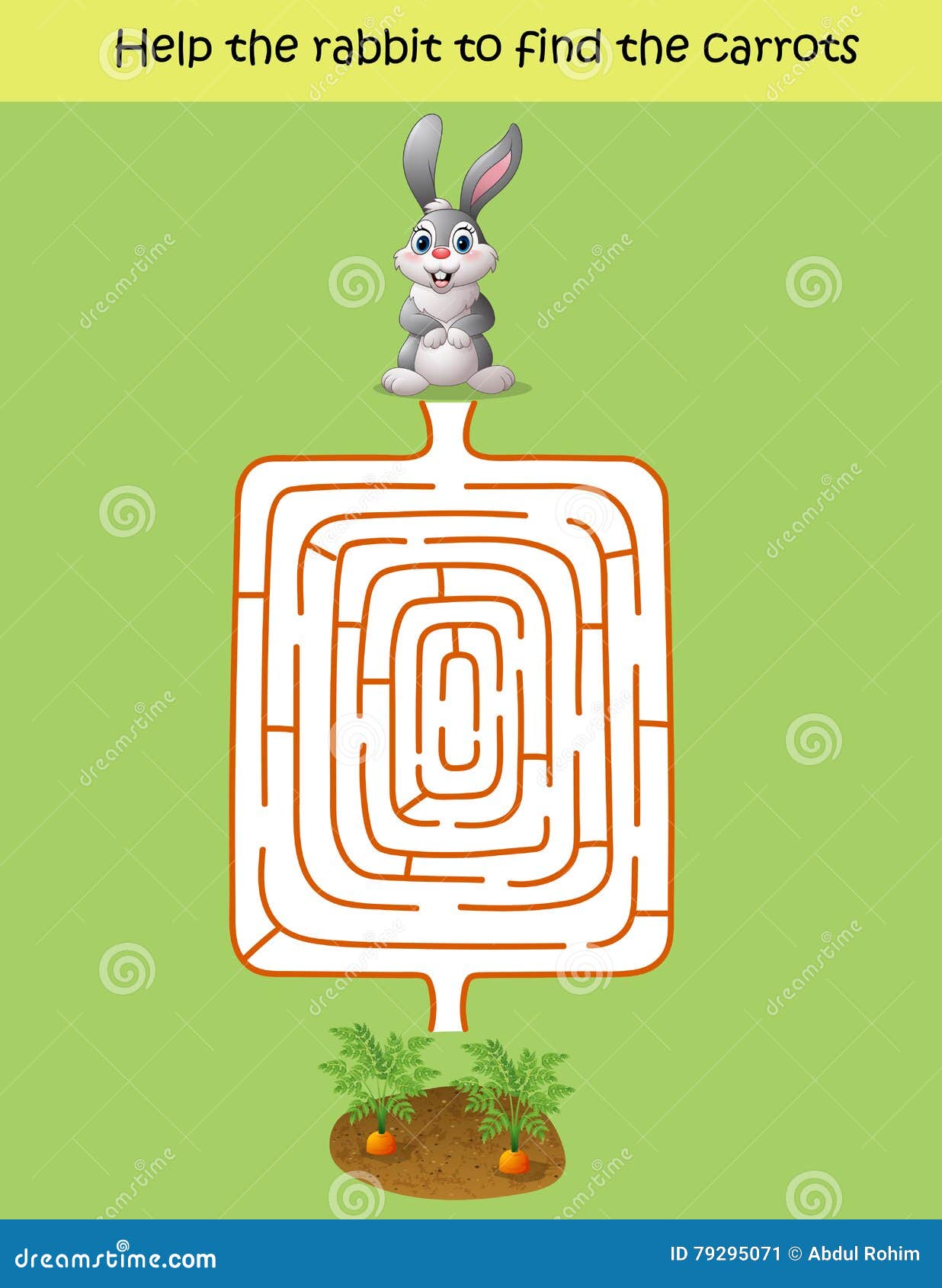 Maze Game, Help the Rabbit To Find the Carrot Stock Vector ...