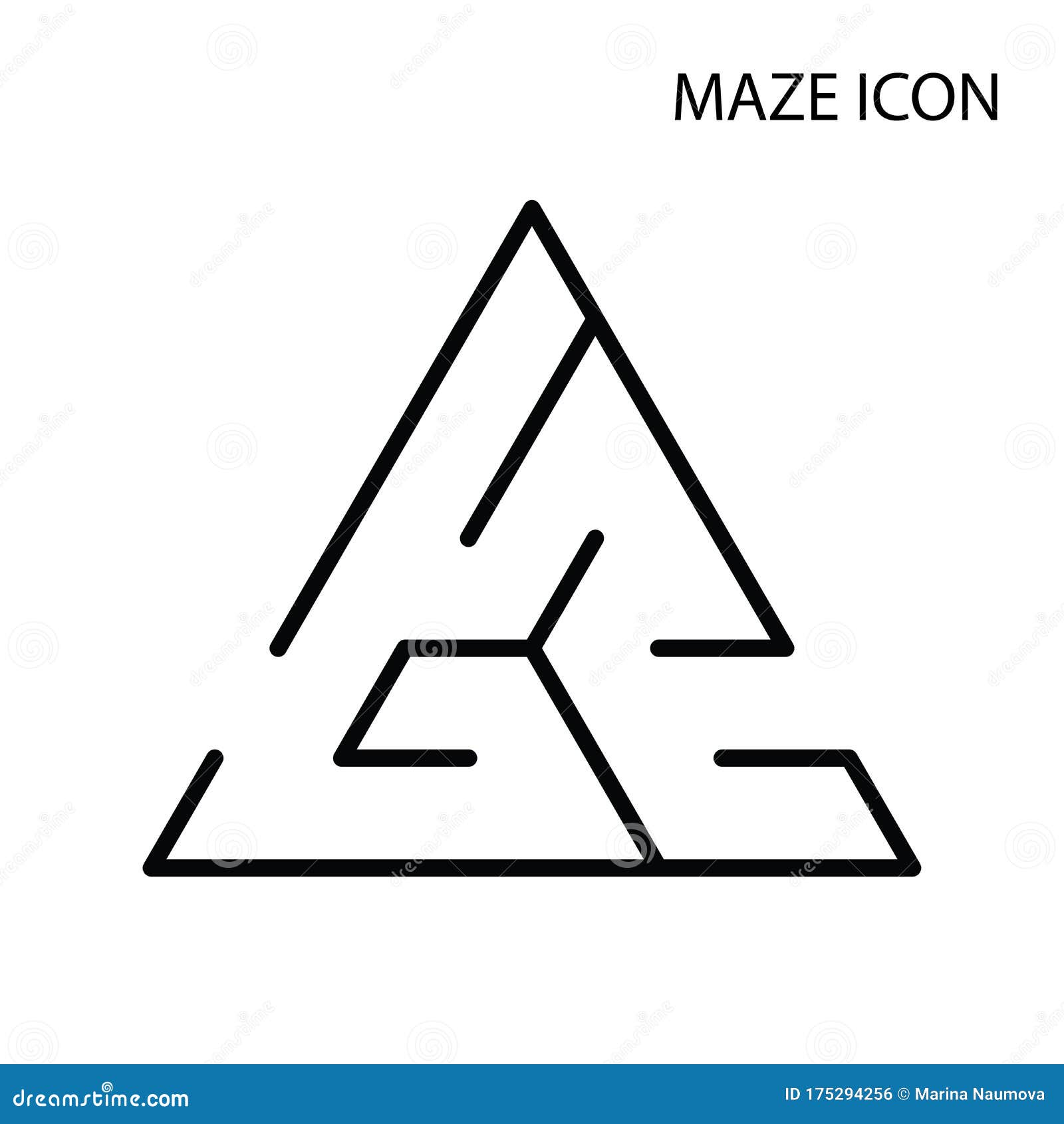 Maze Game Icon,black Triangle Labyrinth Isolated on White Background ...